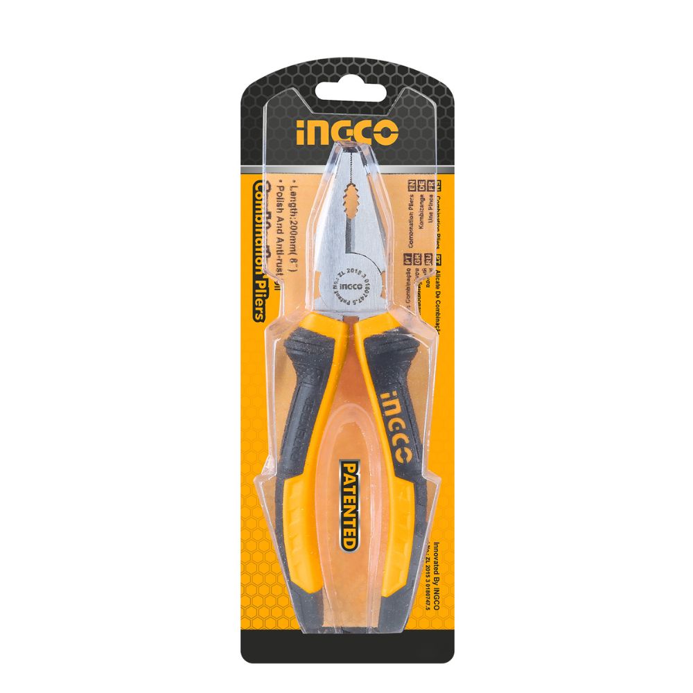 Buy INGCO 8 Inch Combination Pliers with Anti-Slip Handle, Yellow Handle