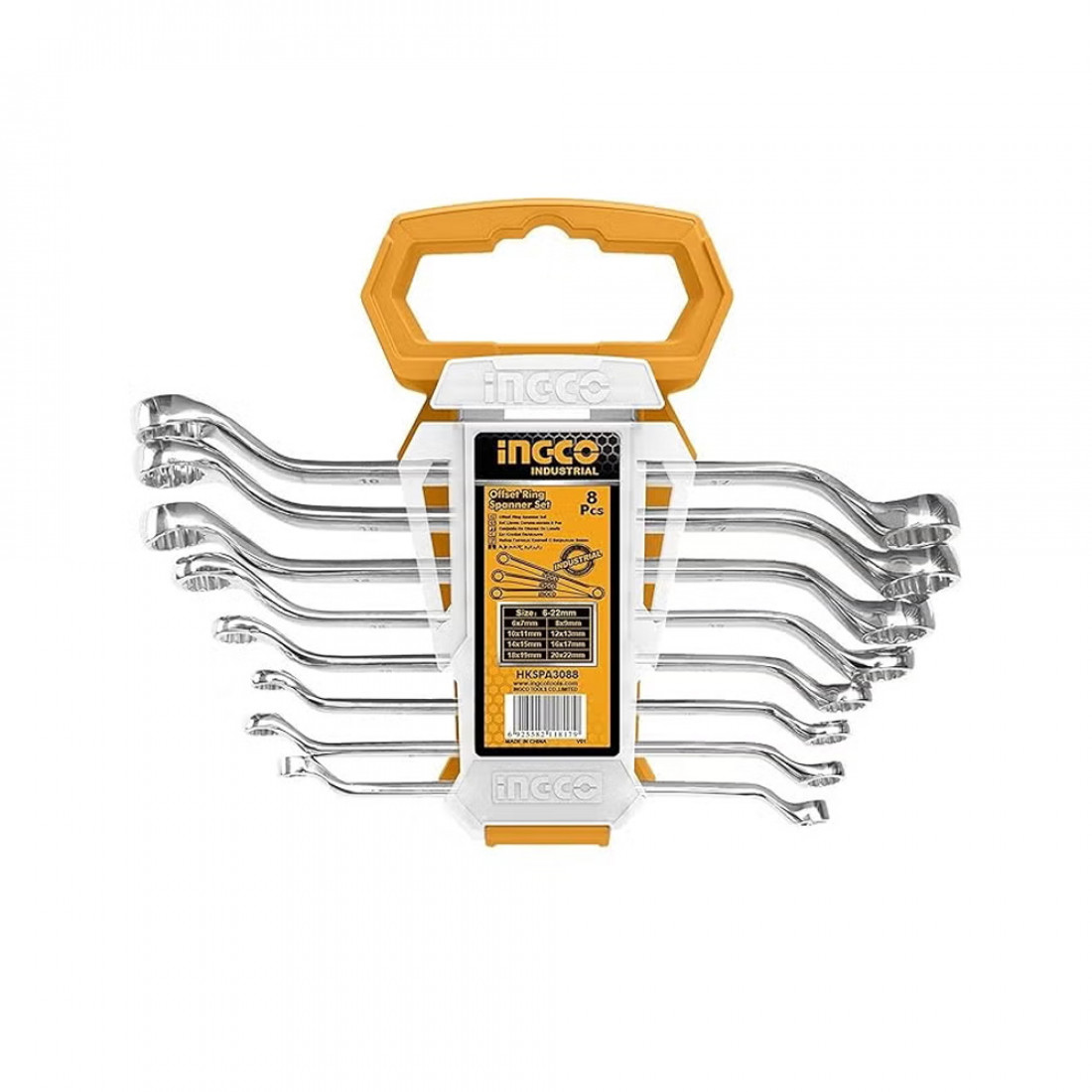 INGCO 8-Piece Offset Ring Spanner Set 6–22mm
