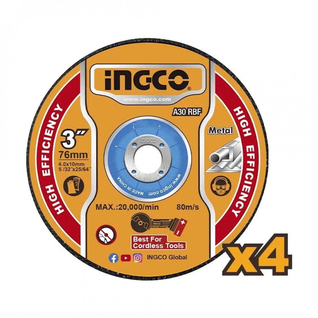 INGCO 30-Piece 76mm Cutting & Grinding Disc Set