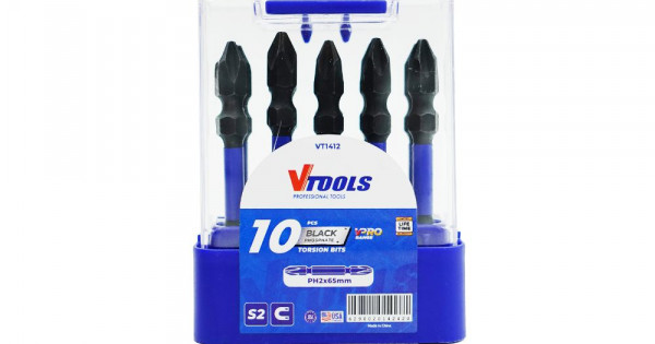VTOOLS Premium 10-Piece PH2 Screwdriver Bits Set, 65mm