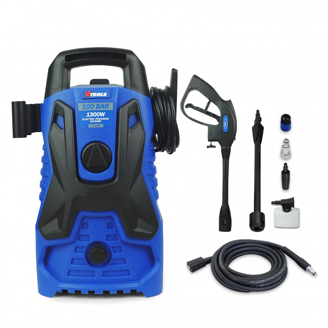 VTOOLS 100 Bar, 1300W Compact Electric Pressure Washer With Soap ...