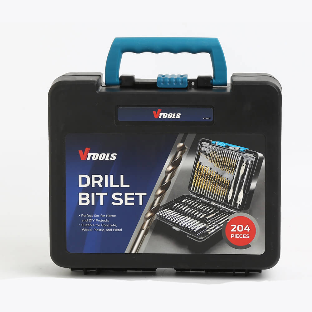 VTOOLS 204 Piece Drill Bit Set With HSS Bits and Storage Case