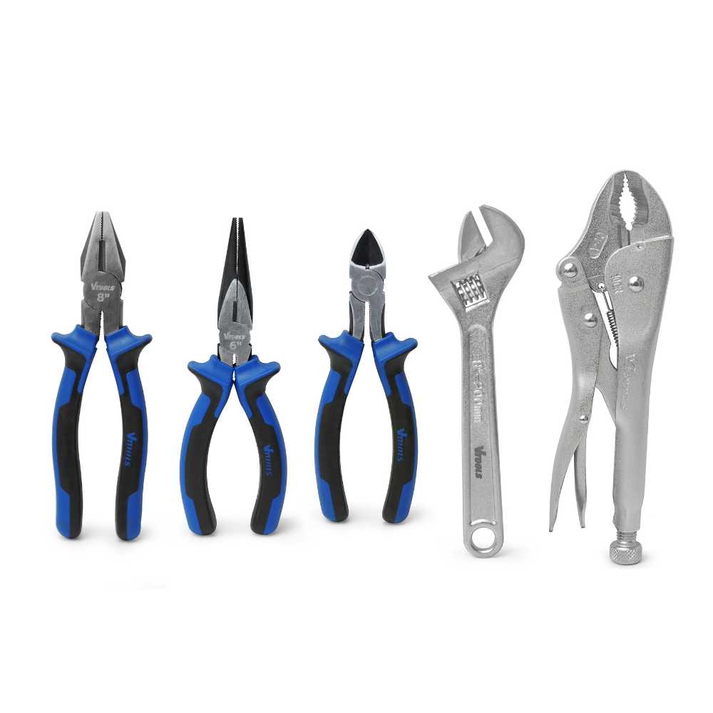 VTOOLS 5 Piece Plier and Wrench Tongue and Groove Pliers Set