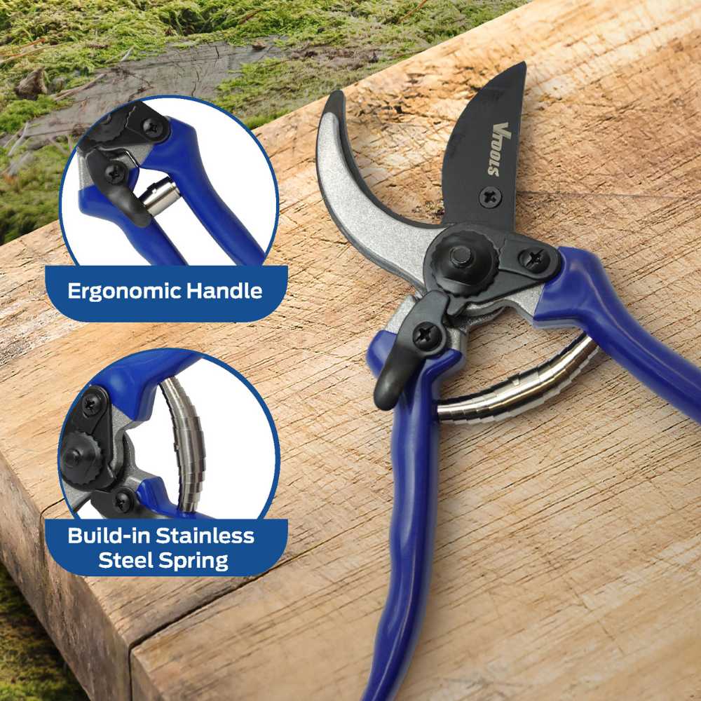 VTOOLS 215mm Bypass Pruning Shears for Roses, Plant and Trees