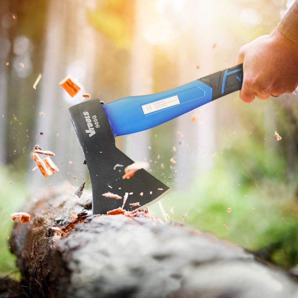 VTOOLS 15 Inch 600g Carbon Steel Chopping Axe Hammer With Fiber Glass ...
