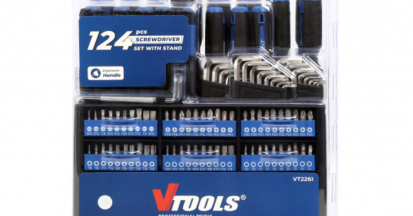 VTOOLS 124 PCS Screwdriver Set - Precision, Hex Keys, Ratchet Handle