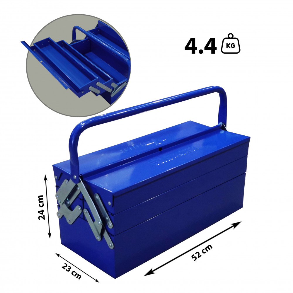 VTOOLS 18.5 Inch 5 Tray Metal Tool Box with Single Handle