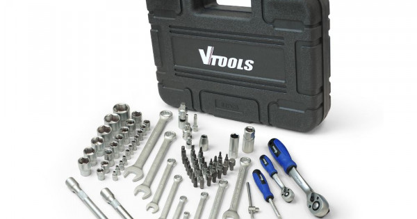 VTOOLS 82 PC 1/2 and 1/4 Impact Socket and Spanner Tool Set in Portable ...