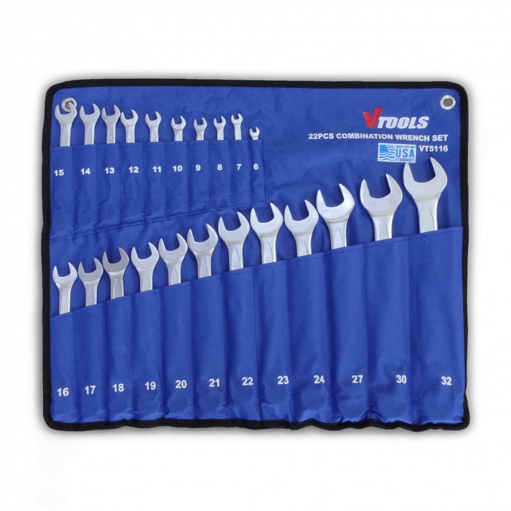 VTOOLS 22-Piece Offset Combination Wrench Set, Metric 6mm-32mm