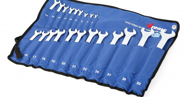 VTOOLS 21-Piece Offset Combination Wrench Set, 6mm To 32mm