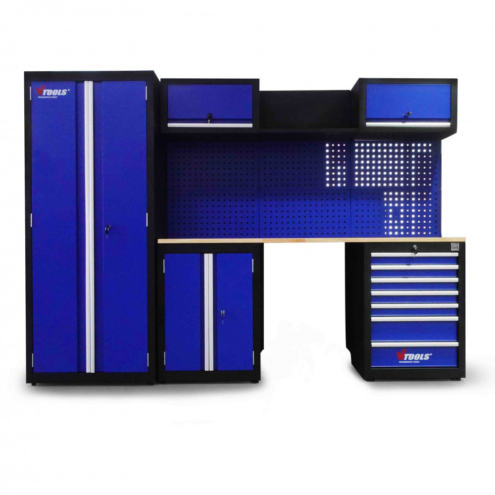 VTOOLS 13PCS Garage Storage Workstation with 7-Drawer Tool Cabinet